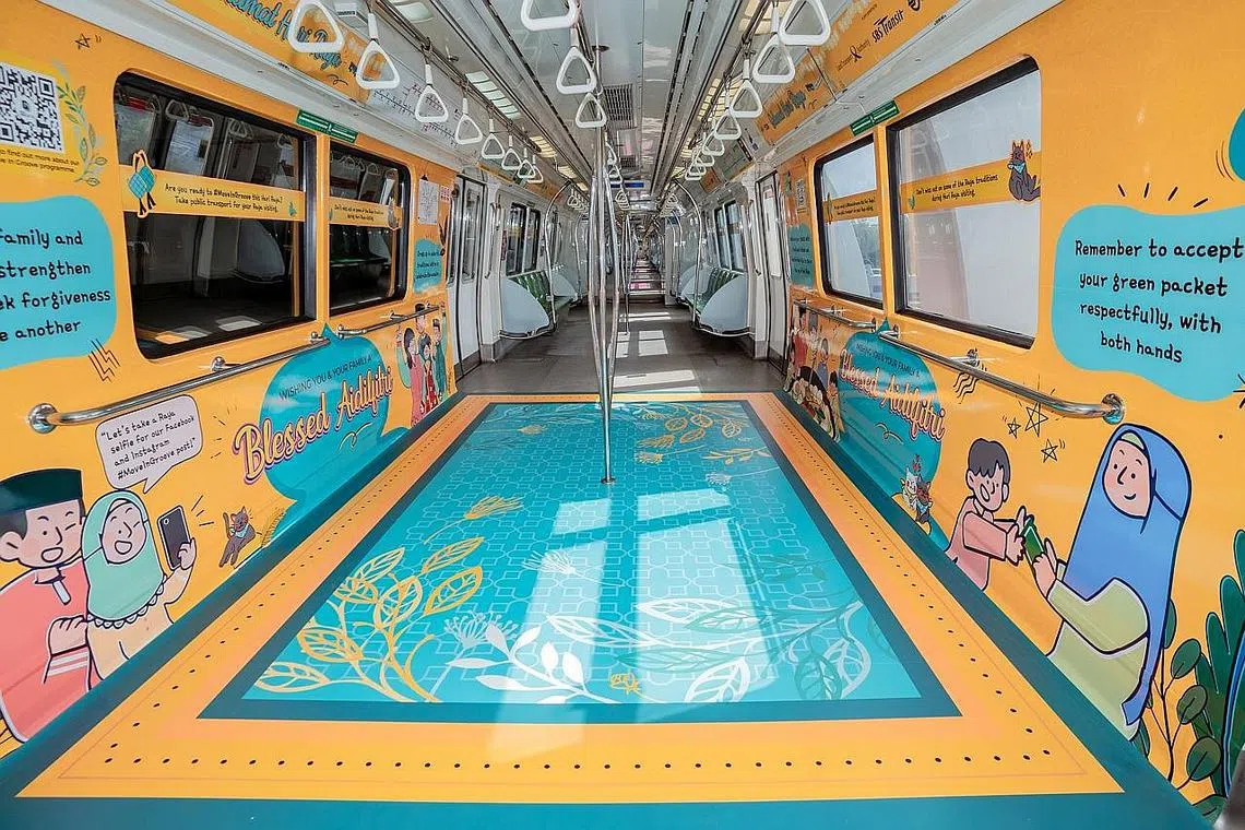 Corak Hari Raya hiasi stesen dan kereta api MRT, bas, Berita Singapura ...