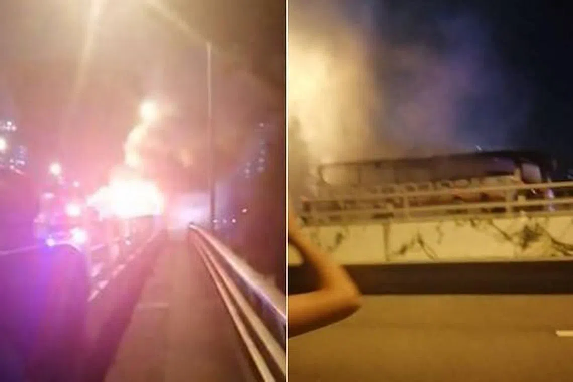 Bas terbakar di Jurong East, Berita Singapura - Beritaharian.sg