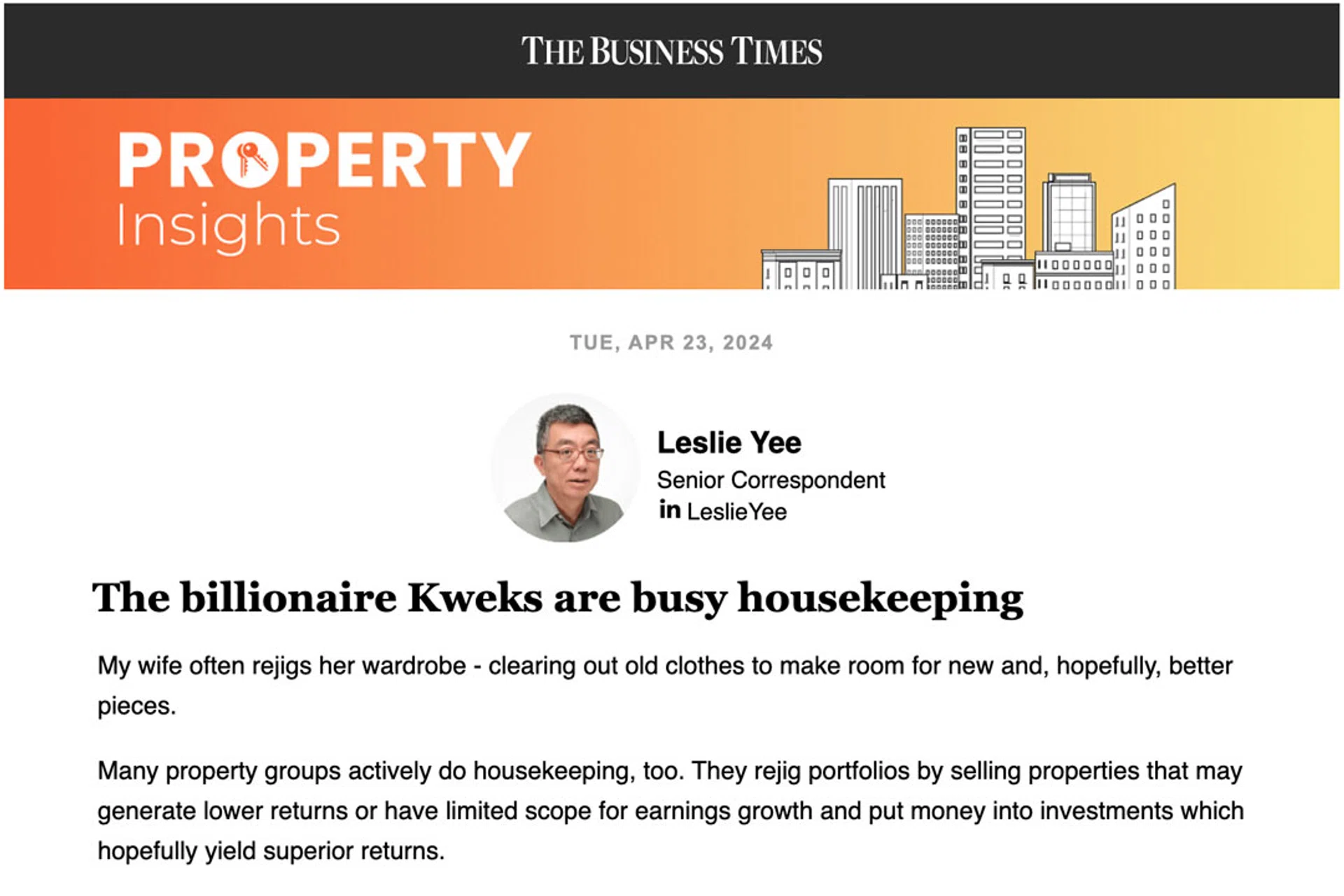 The billionaire Kweks are busy housekeeping - The Business Times