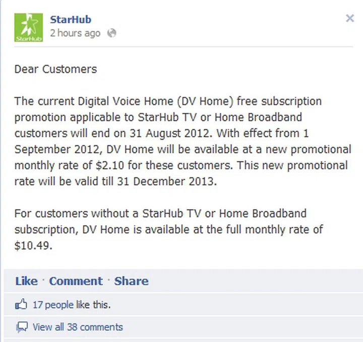 StarHub Ending Free Digital Voice Home Promotion (Update ...