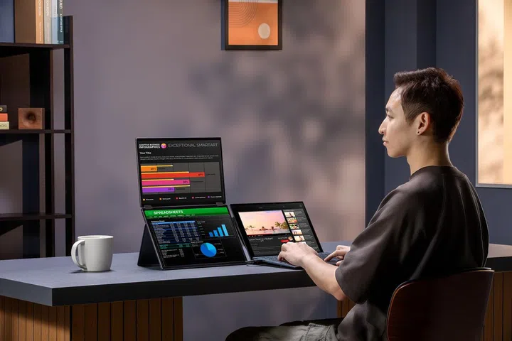 The new ASUS ZenScreen Duo OLED portable monitor instantly gives you a ...