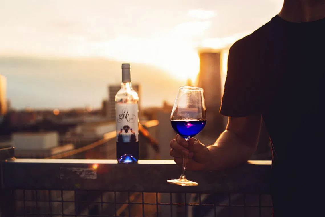 The world's first blue wine is available in Singapore, at a new blue ...