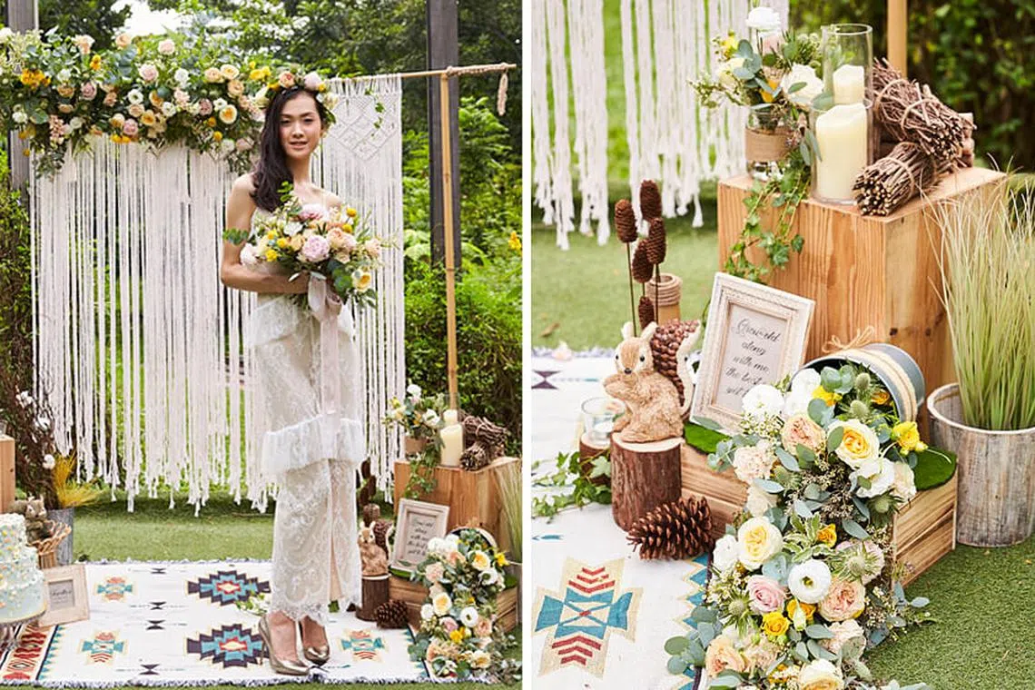 A pretty woodland-themed wedding backdrop you can easily DIY yourself ...