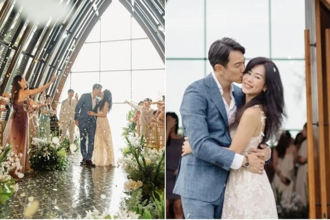Michelle Chia, 49, marries real estate boyfriend Jackson Chen, 41, curling her own hair for ...