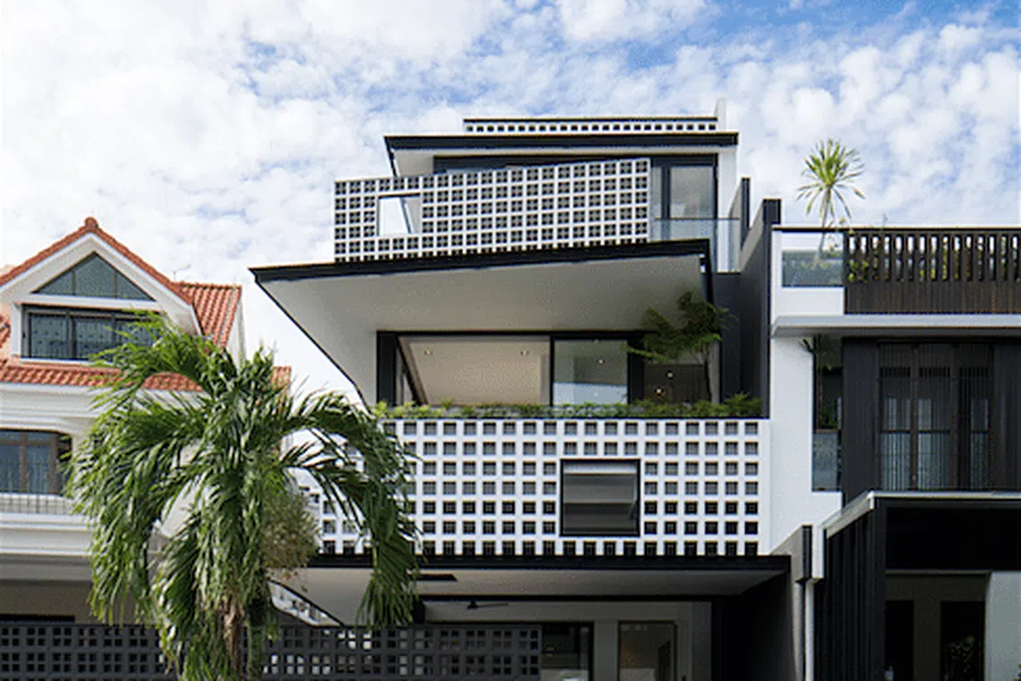 Monochromatic architecture for semi-detached house in Singapore | Home ...