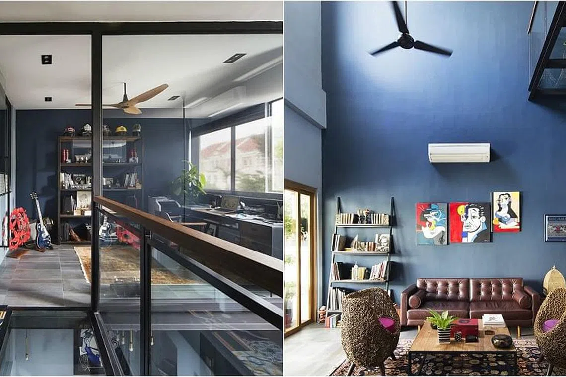 House Tour: Colourful loft-style terrace house with a glass "bridge ...