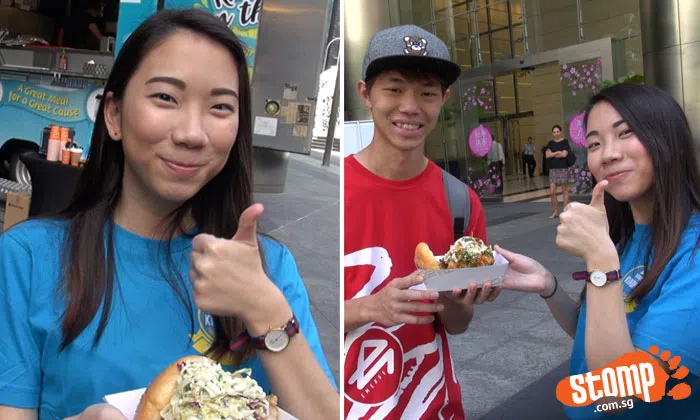 Stomp intern helps gourmet food truck sell burgers at Raffles Place to ...