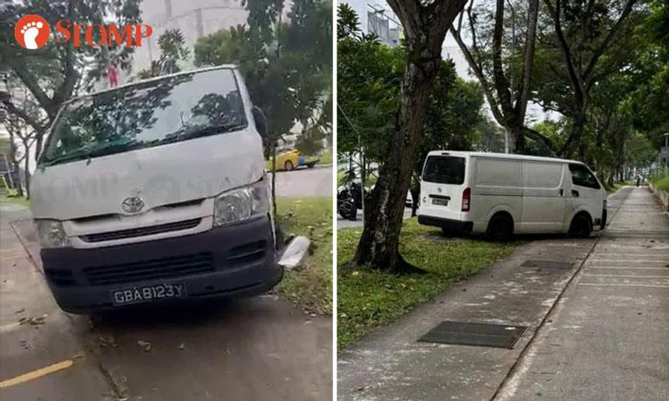 Van ends up on pavement after hit-and-run with car in Woodlands, driver ...