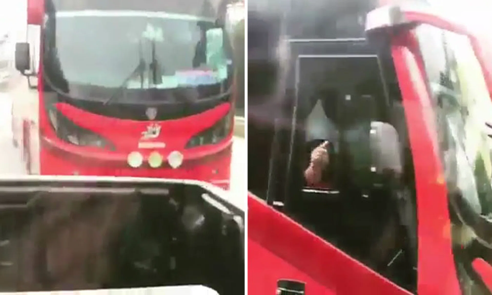 Malaysian bus driver swerves between lanes like lunatic trying to chase ...