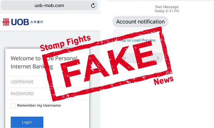 Received an SMS claiming to be from UOB? It could be a phishing website ...