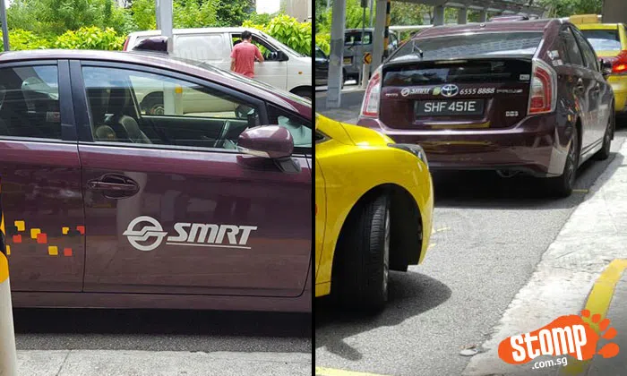 Where's the driver? Empty SMRT cab SHF451E blocks up taxi bay at Jurong ...