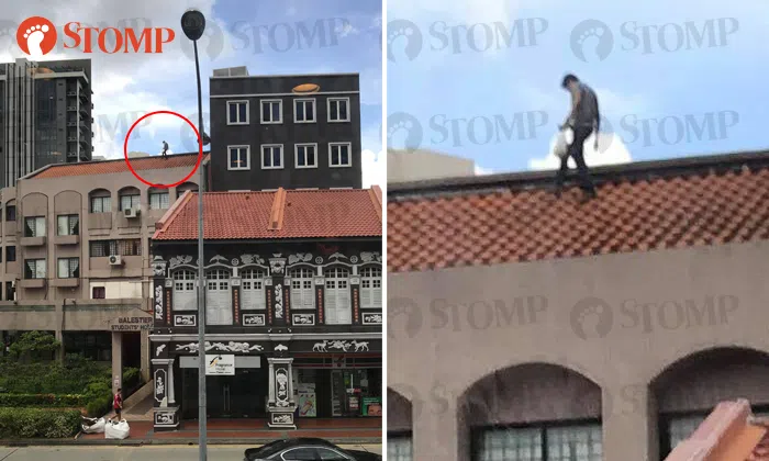 Guy takes a walk -- on the roof of Balestier Students' Hostel | STOMP