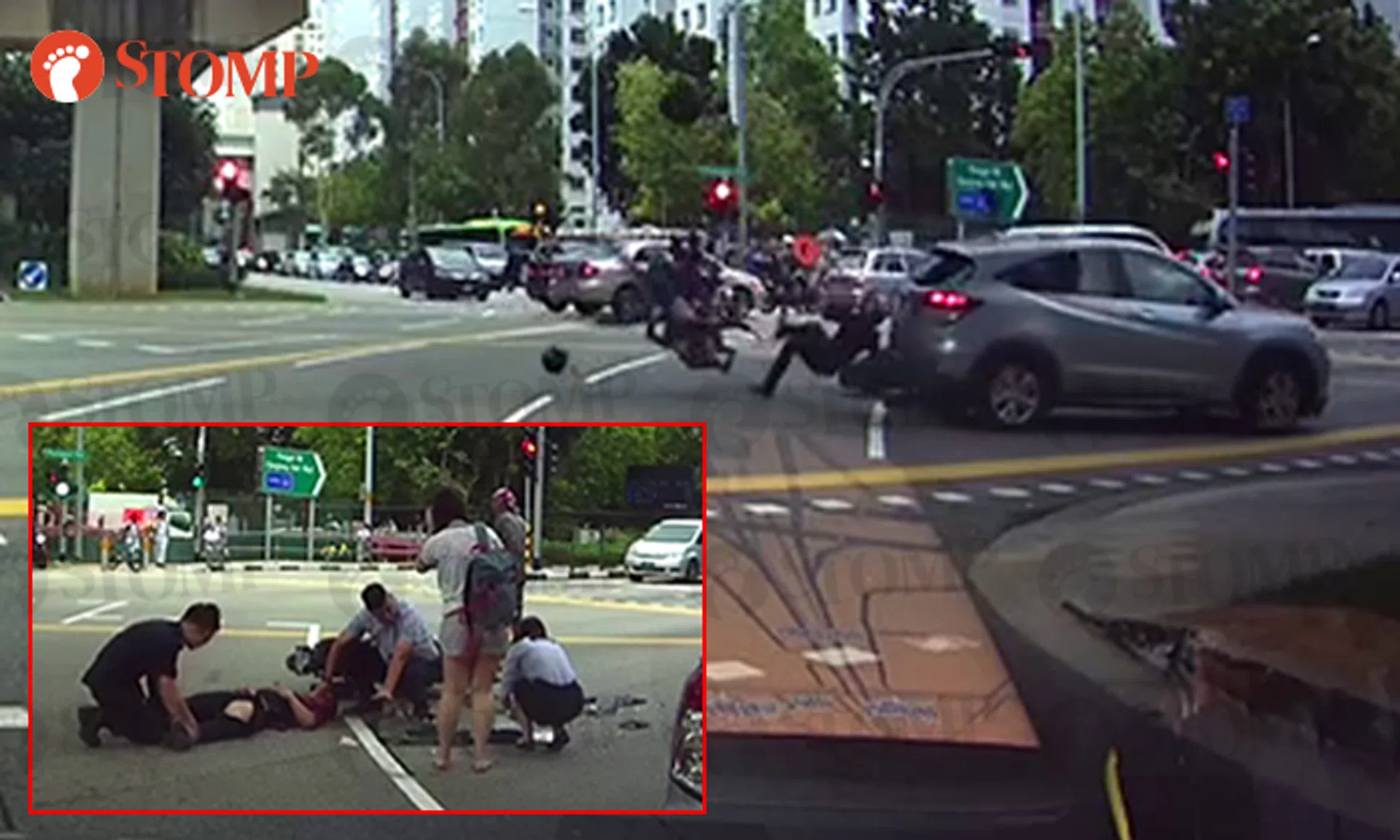 Biker and pillion rider hit by car in Punggol shows why beating the red ...