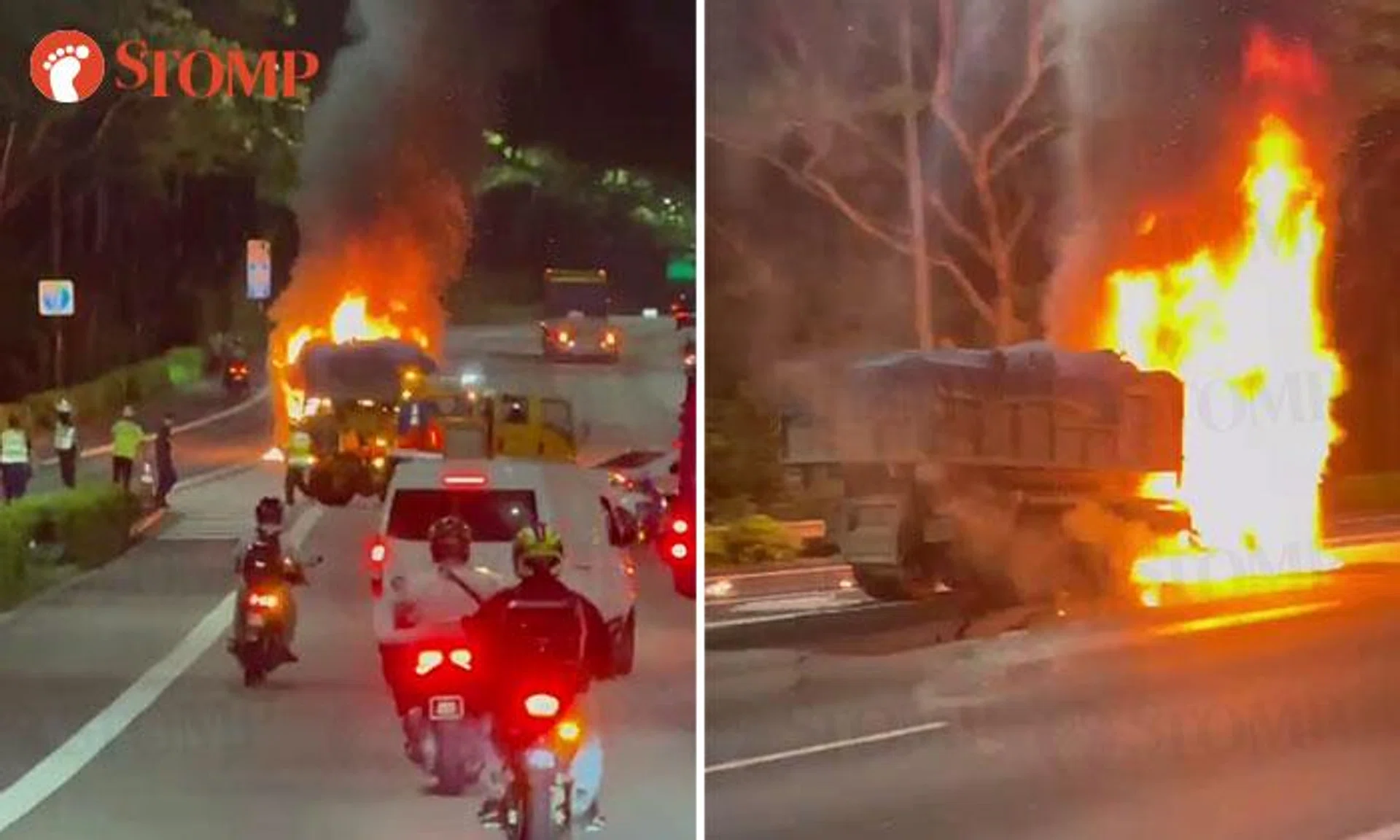 Stomper hears explosion as truck bursts into flames on PIE | STOMP