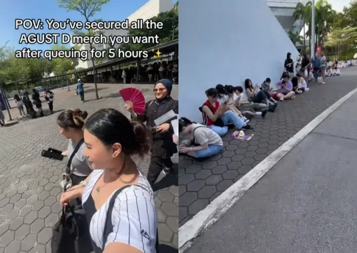 Hundreds queue for hours in hot sun for BTS Suga's merch | STOMP