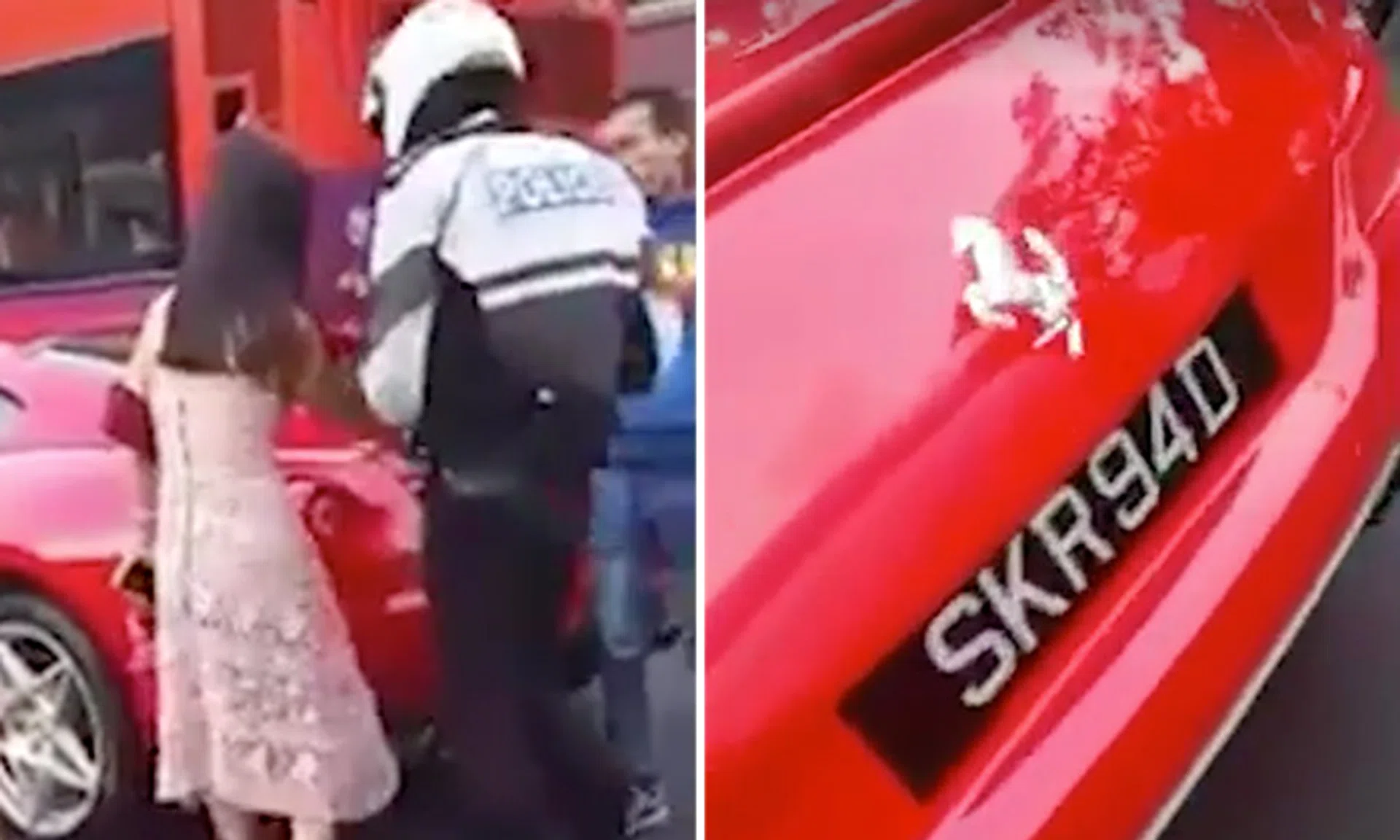 Woman says $1.4 million Ferrari was hit by van -- but can you see any ...