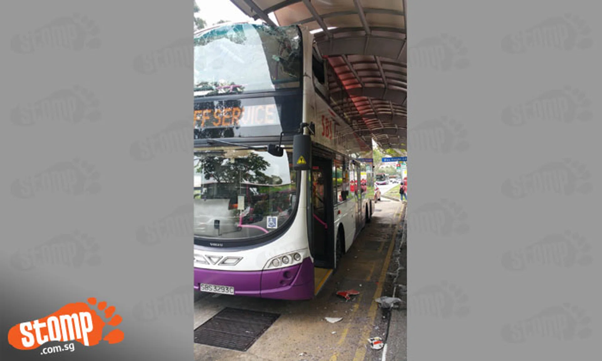 Double-decker bus crashes into taxi stand shelter at Bishan MRT Station ...
