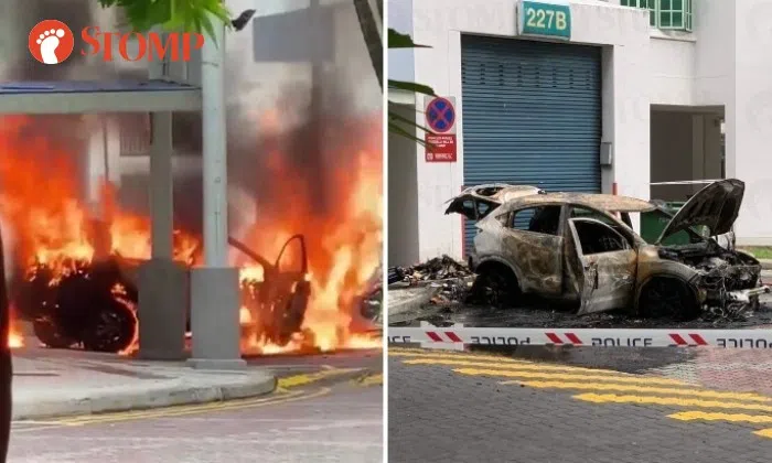 Car explodes and bursts into flames at Compassvale Drive | STOMP