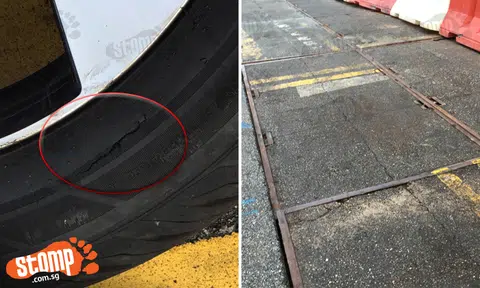 Motorist's car tyre suffers 3-inch cut after driving over temporary ...