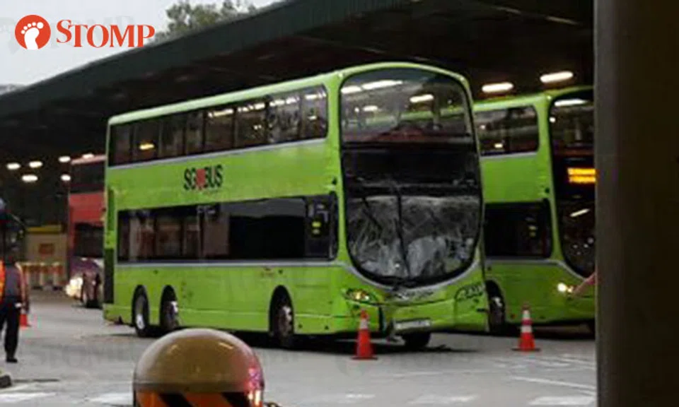 Bus left with cracked windscreen and battered front after accident at ...