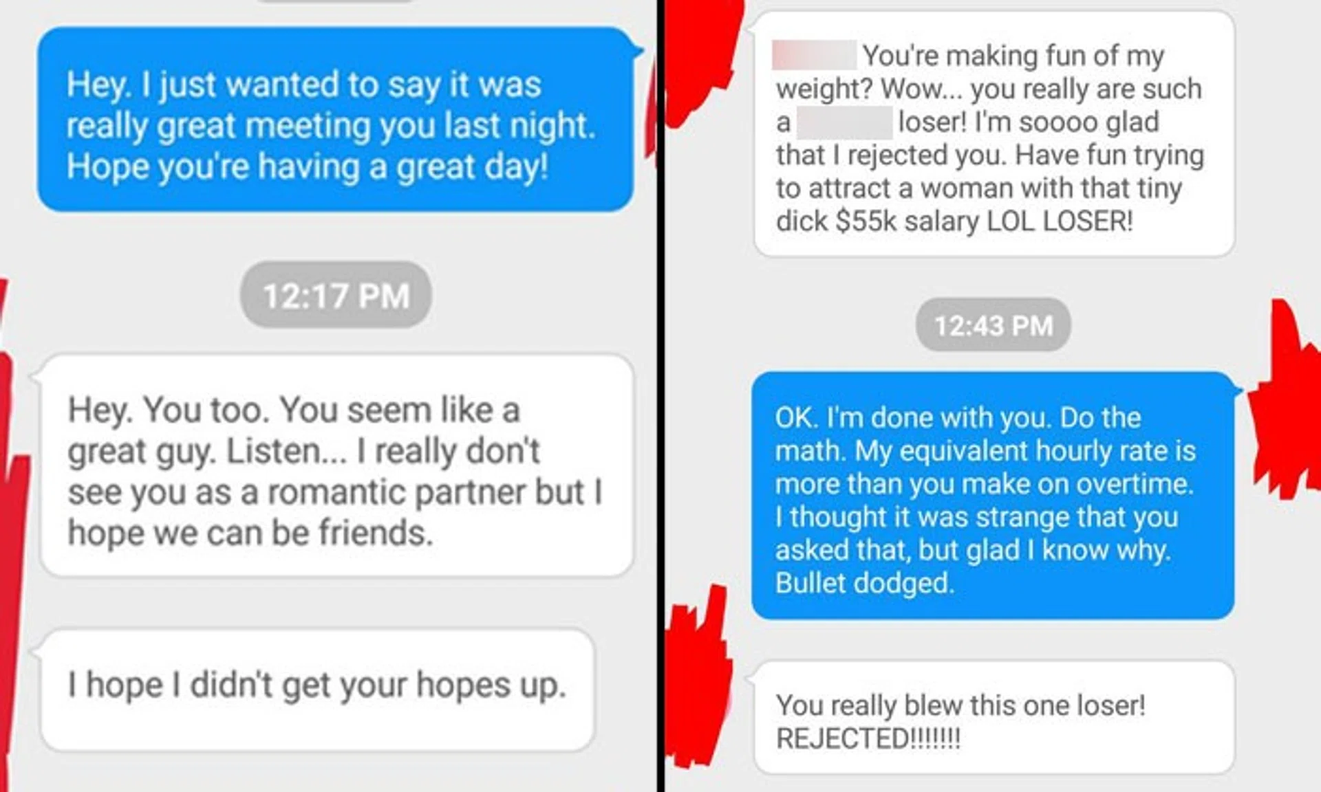 Woman friendzones dude after first date -- then goes totally berserk ...