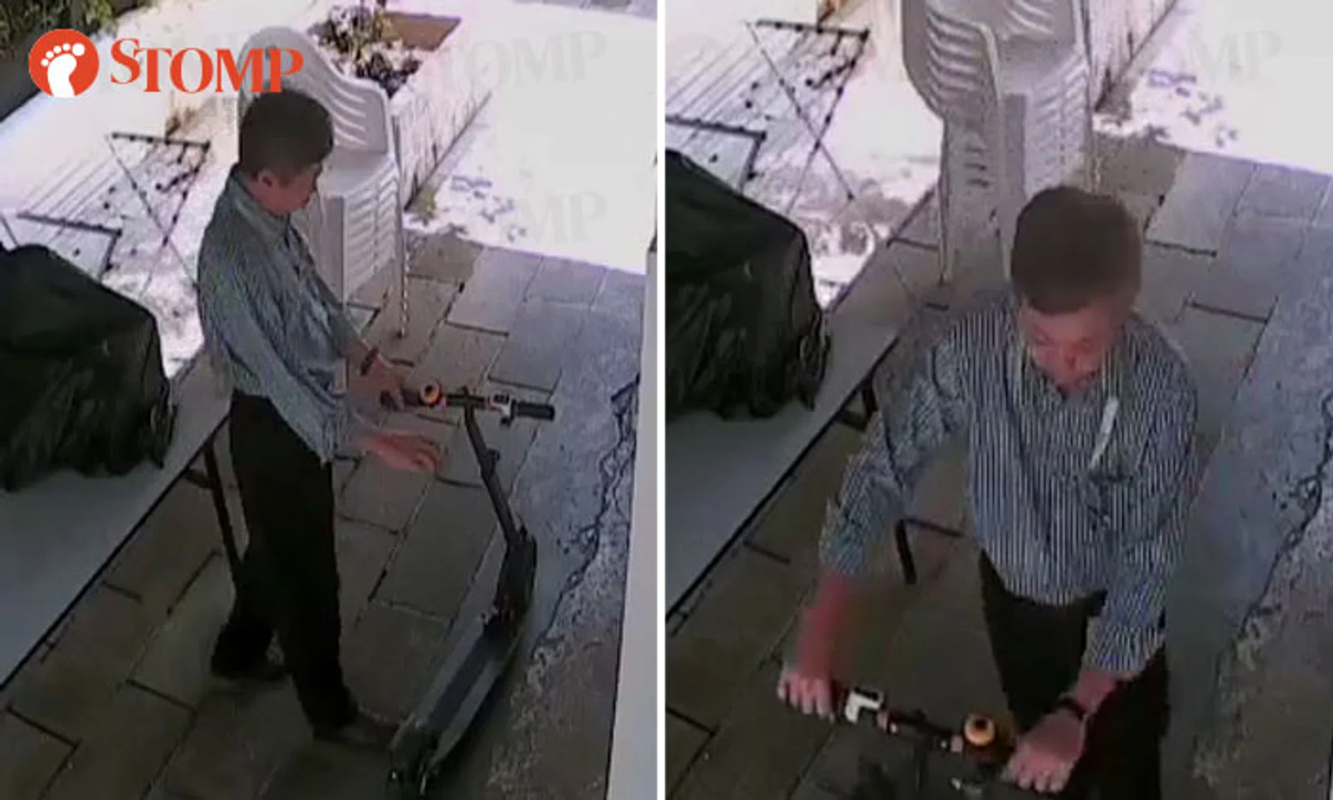 Guy caught on camera riding man's e-scooter away from alley behind ...