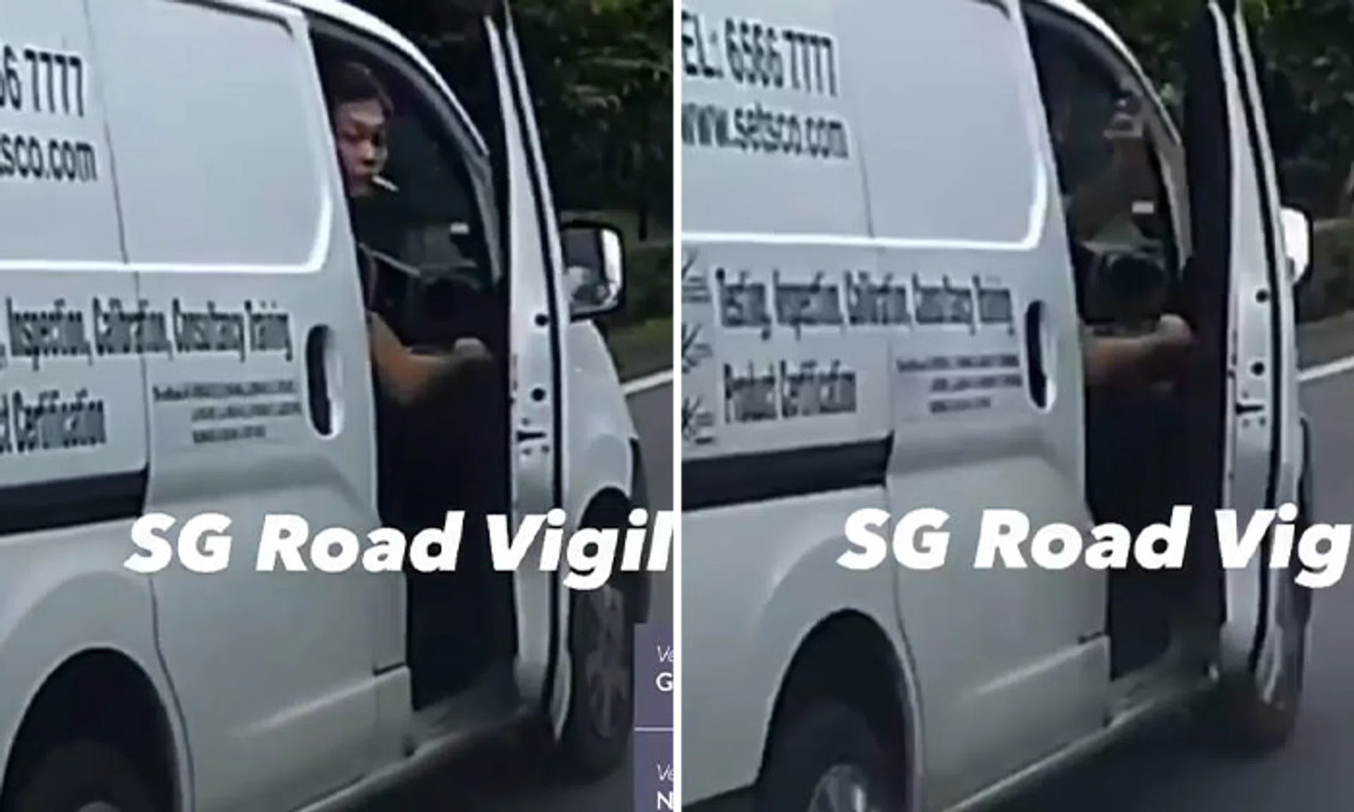 Man opens door and points middle finger while driving van, netizens say ...
