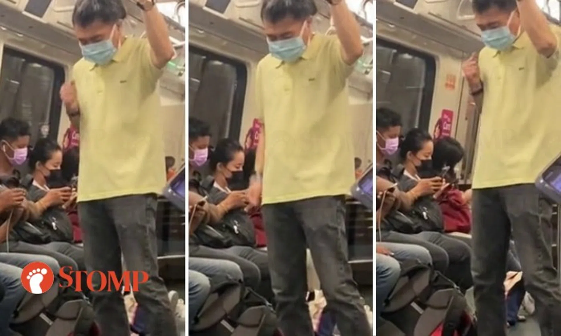 Man on MRT swings arm for 40 minutes from..., Latest News - STOMP