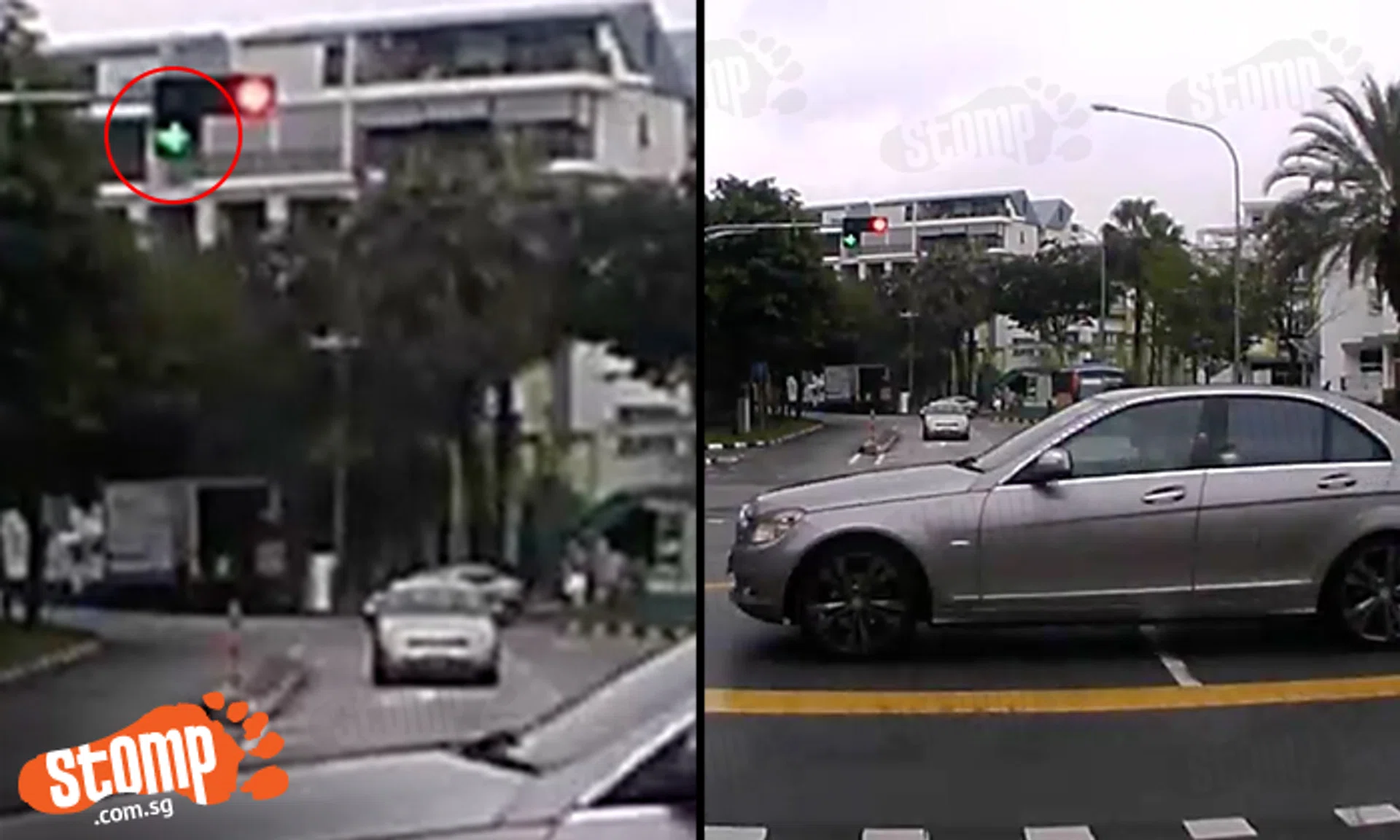 Right of way clearly means nothing to the driver of this silver Merc ...