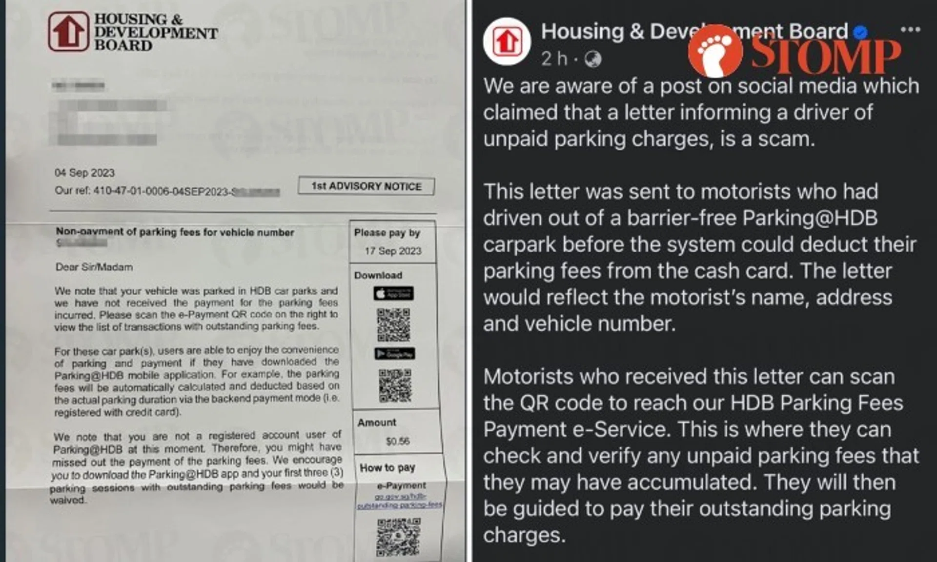 HDB letter asking you to scan QR code to pay parking fees: Is it a scam ...