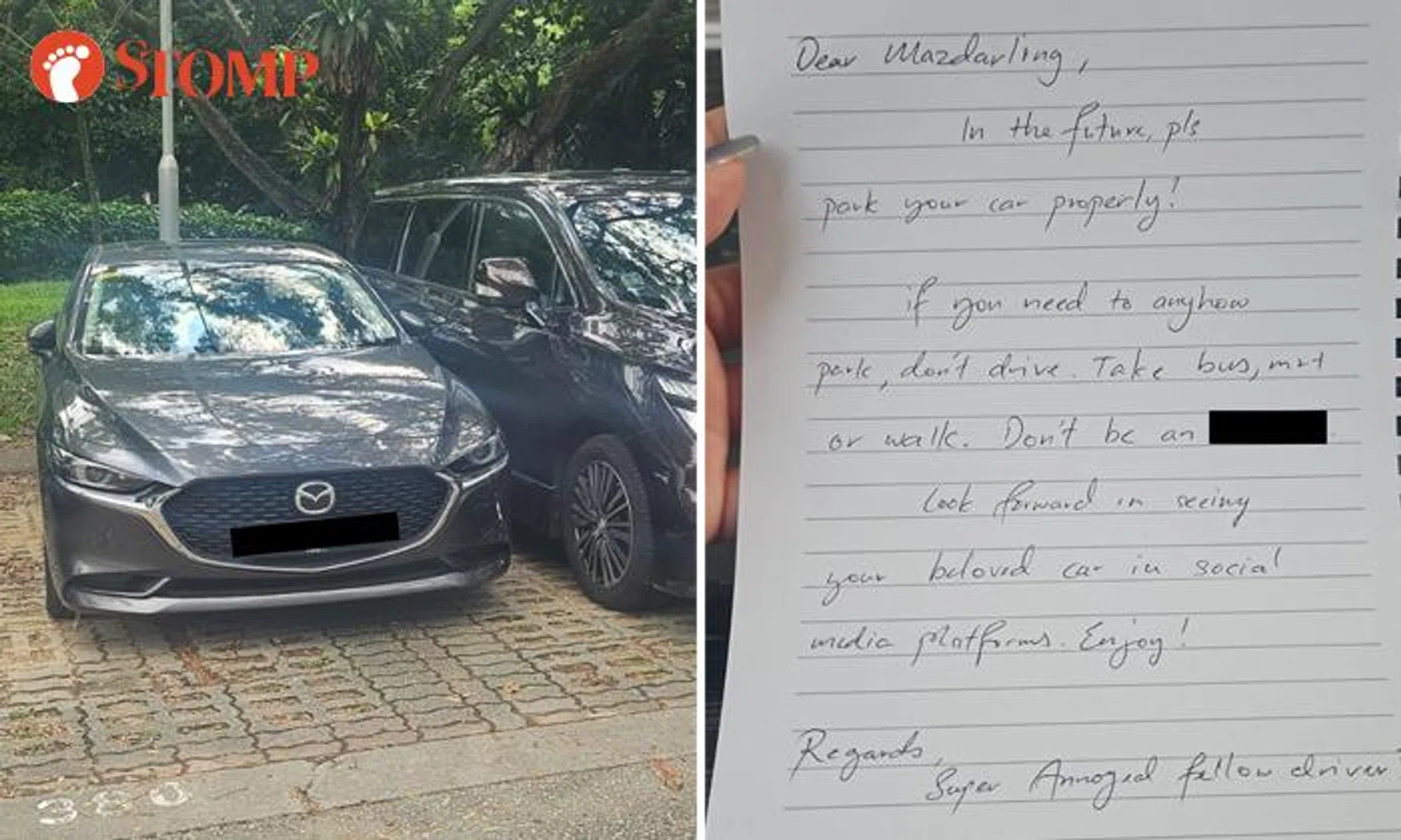 'Mazdarling' gets harsh note for lousy parking at NUS carpark | STOMP
