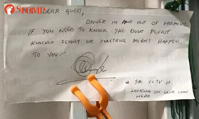 Note outside North Bridge Road flat is more funny than threatening | STOMP