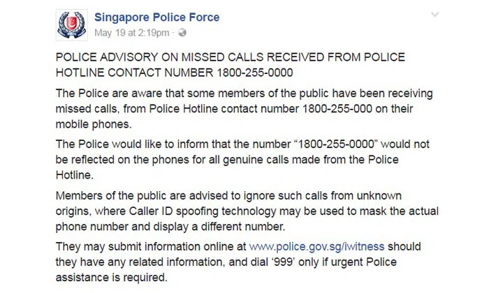 Received calls from 1800-255-000 saying it's from the police? Ignore it ...
