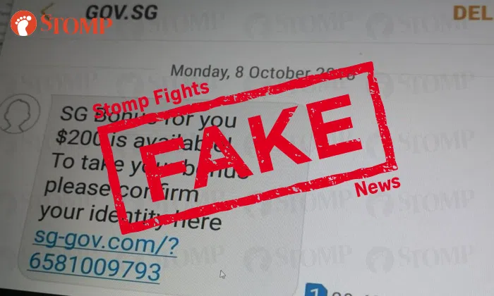 Beware of phishing text messages offering $200 for SG Bonus | STOMP