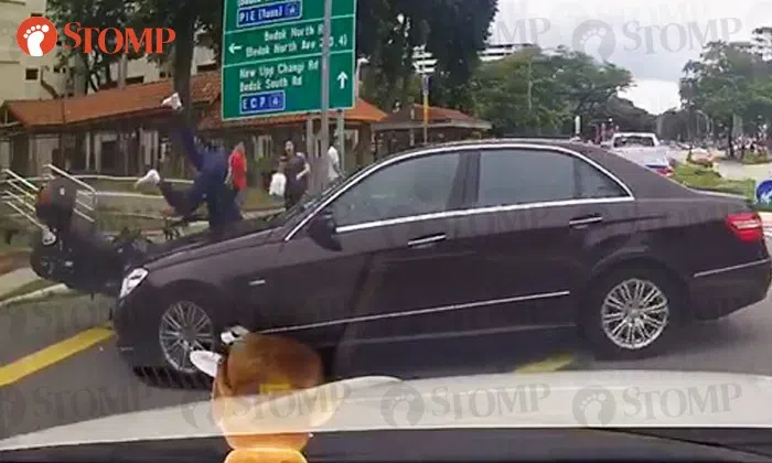 Merc driver rams right into biker while making turn at Bedok North | STOMP