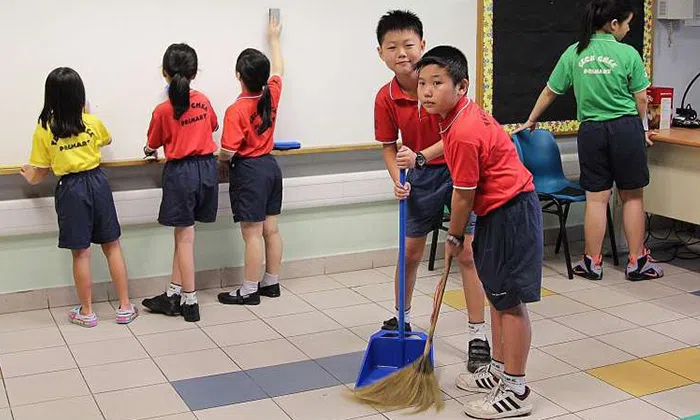 Students from primary school to junior college have to clean classrooms ...