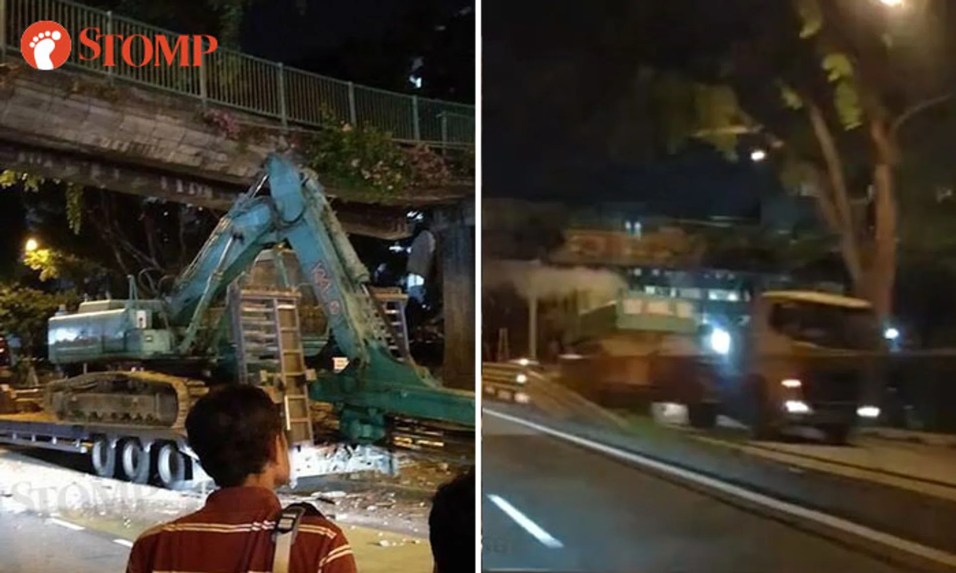 Excavator arm crashes into bridge along Balestier Road: New video shows ...