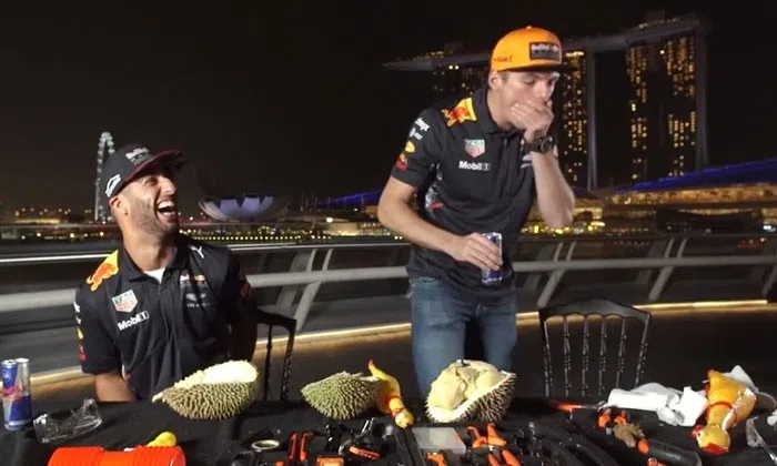 F1 drivers try durian for the first time in S'pore -- and were totally ...