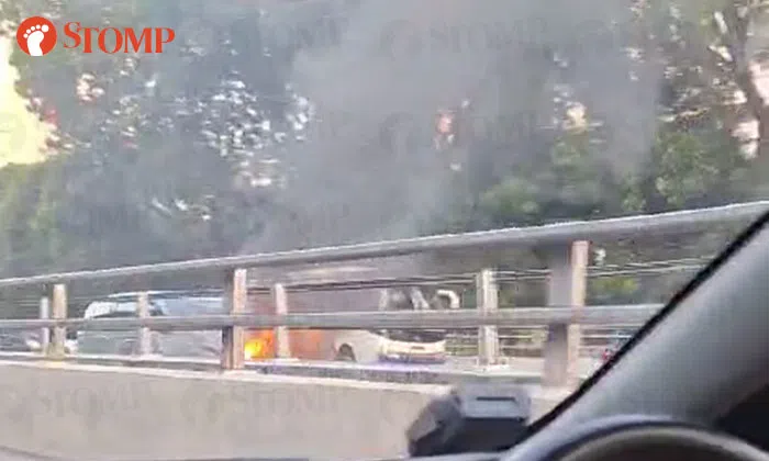 SCDF uses hose reel to extinguish car fire on PIE | STOMP