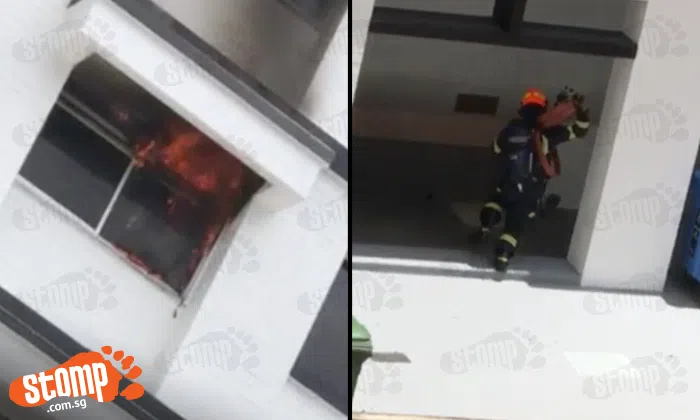 Thick billows of black smoke seen as fire engulfs flat at Tampines Ave ...