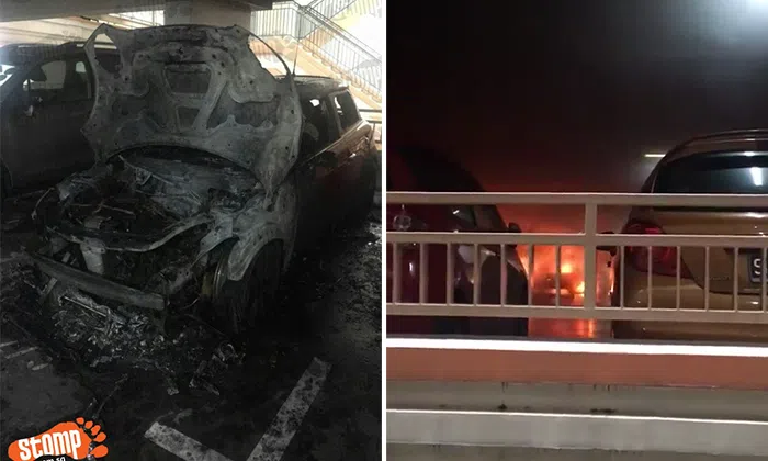 Mini Cooper becomes charred mess after catching fire at Jln Membina ...