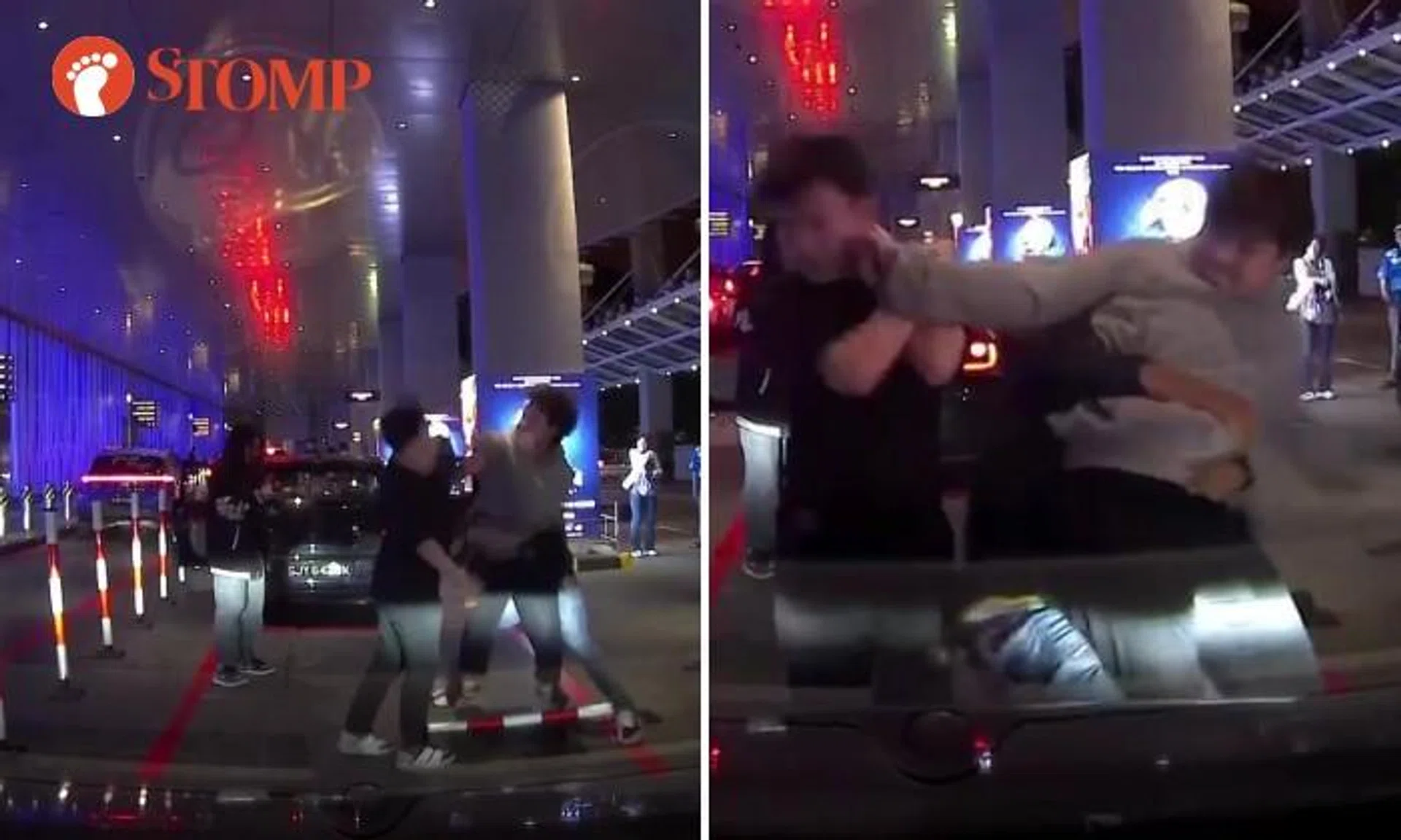 Man lets another punch him repeatedly at MBS drop-off point | STOMP