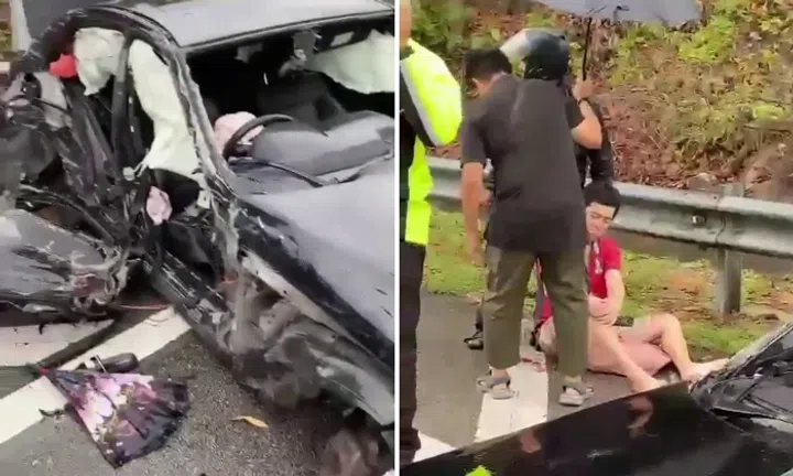 Lorry going wrong way on 2nd Link Expressway hits S'pore Mercedes, car driver taken to hospital ...