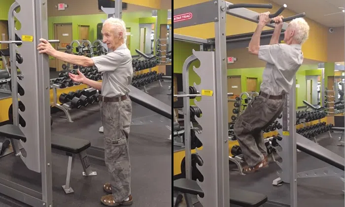 Elderly man celebrates his 90th birthday by banging out 24 pull ups | STOMP