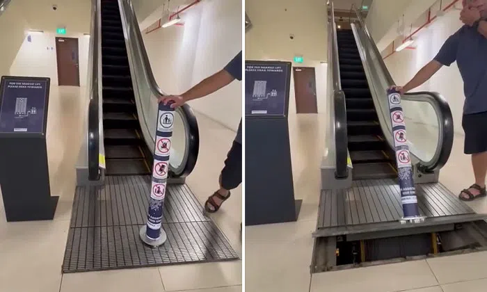 Marina Square removes bollard after FB video highlights escalator ...