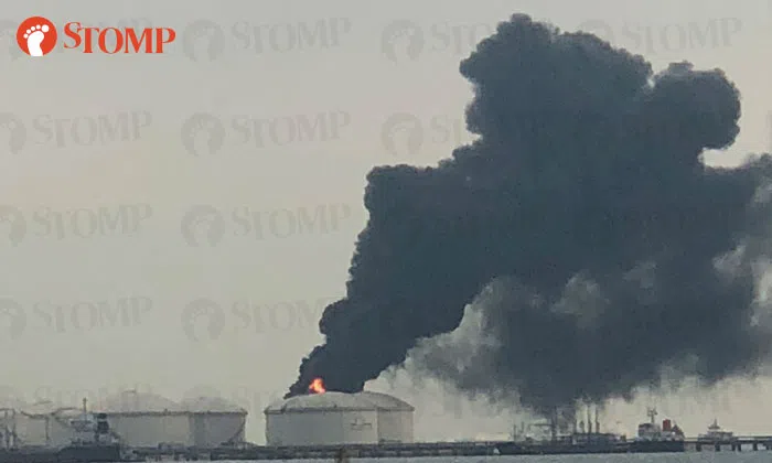 Fire breaks out at Pulau Busing, lightning believed to have struck tank ...