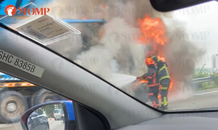 Truck catches fire on SLE towards CTE | STOMP