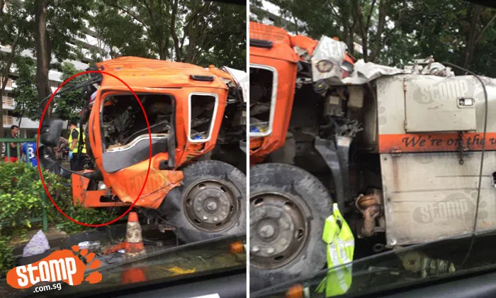 Lorry crashes into railings near MCE tunnel | STOMP