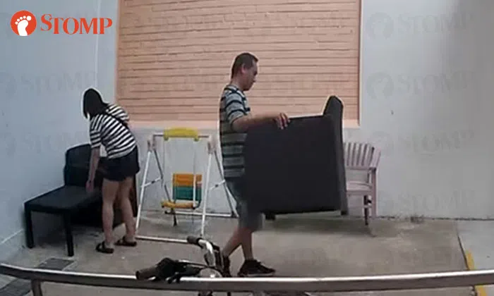 Couple walk away with resident's outdoor furniture in broad daylight ...