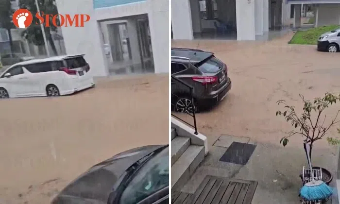 Tampines carpark and other areas around S'pore flooded in morning ...
